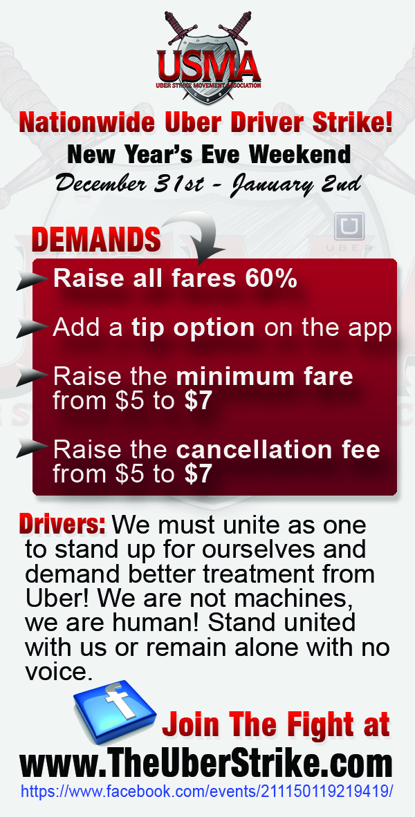 Uber Driver Strike Flyer – Sarah Says